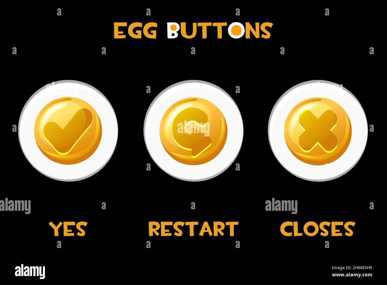 Set of vector isolated buttons eggs closes, restart, yes Stock Vector Image & Art - Alamy