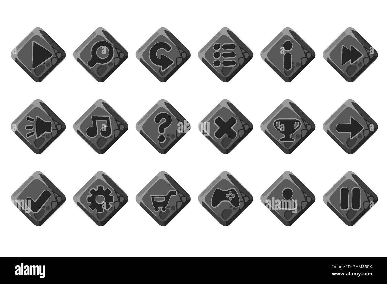 Set of vector cartoon stone buttons for game menu Stock Vector Image ...