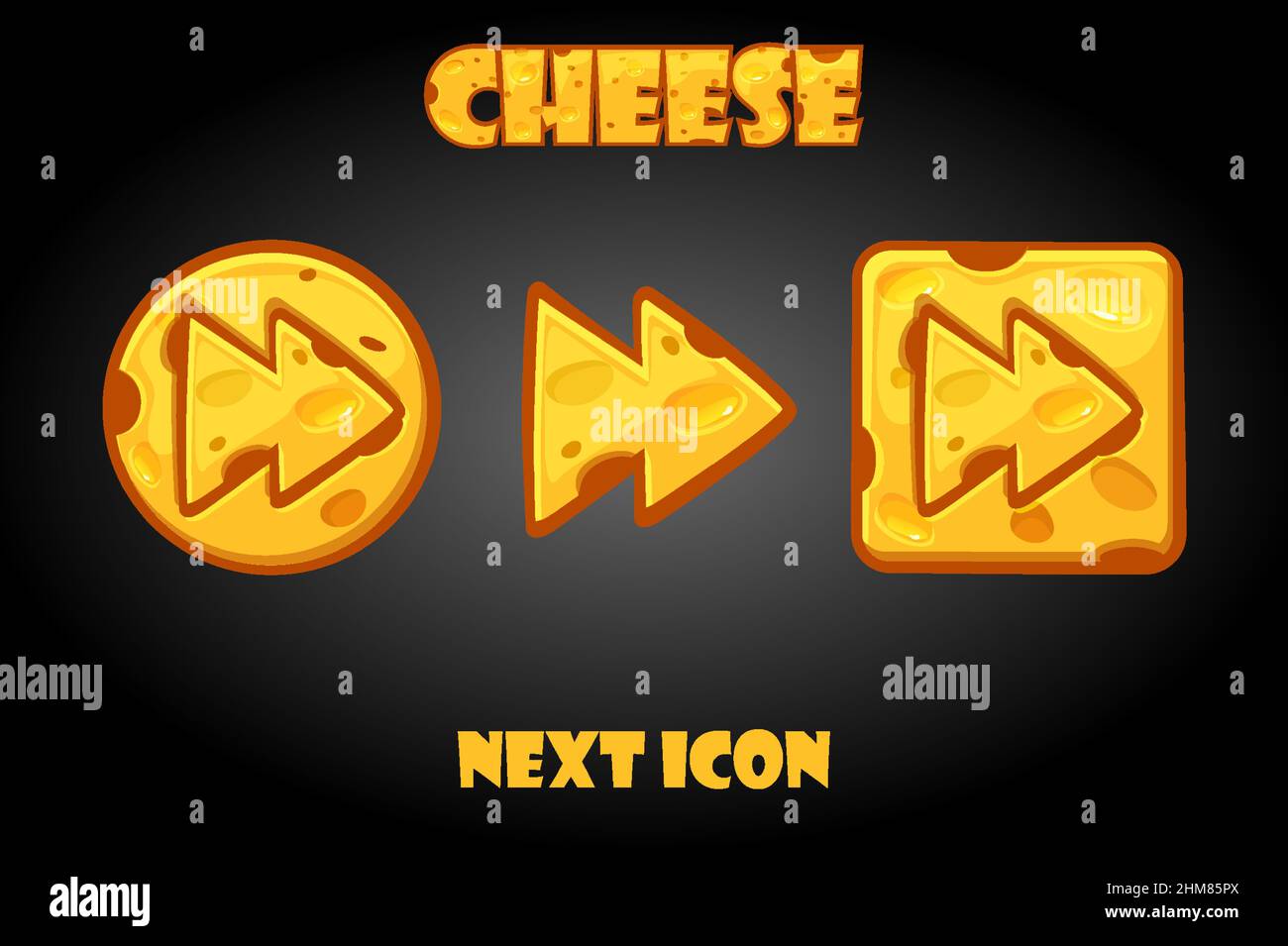 Cartoon vector cheese next buttons for game Stock Vector Image & Art ...
