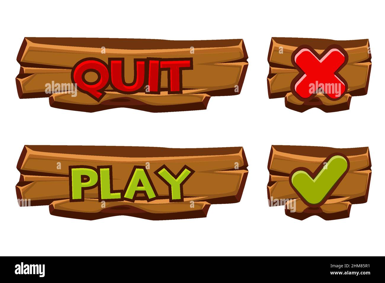 Set of vector wooden buttons play and quit Stock Vector Image & Art - Alamy