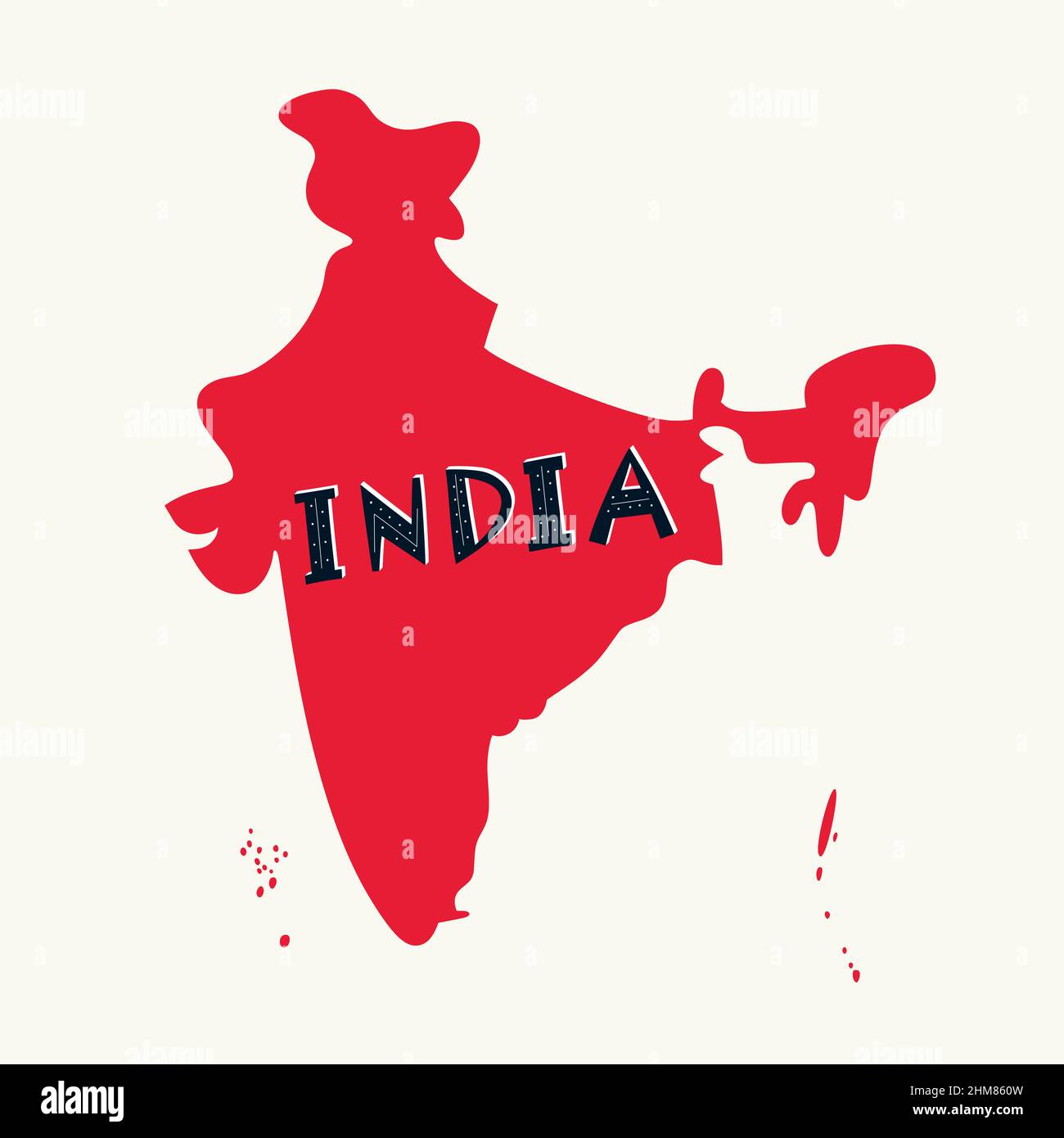 Vector hand drawn stylized map of India. Travel illustration. Republic ...