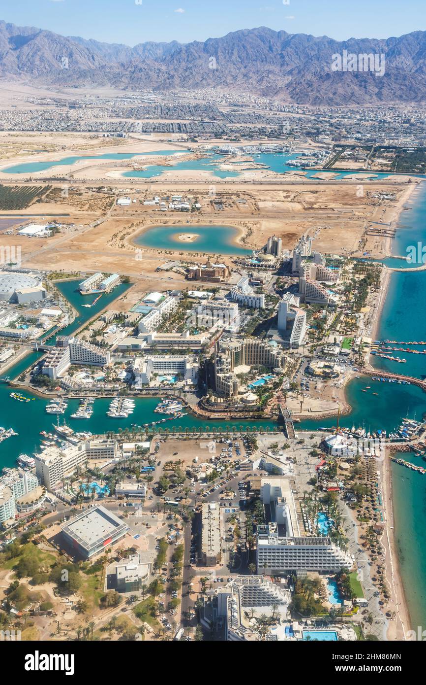 Eilat Israel aerial view photo city portrait format Red Sea Aqaba ...