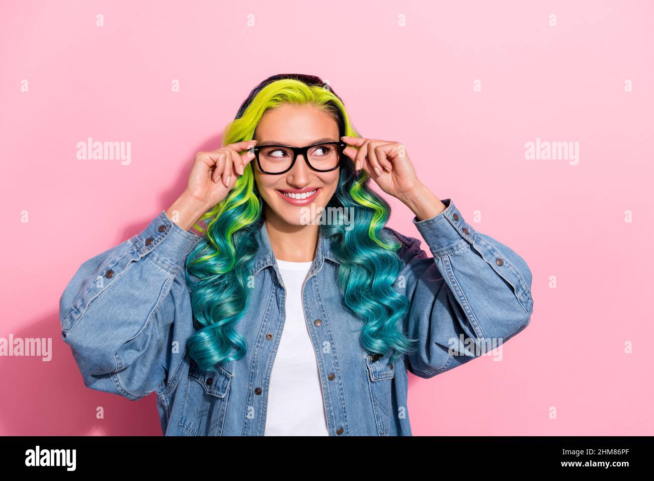 Portrait of attractive cheerful cute cunning sly wavy-haired girl ...
