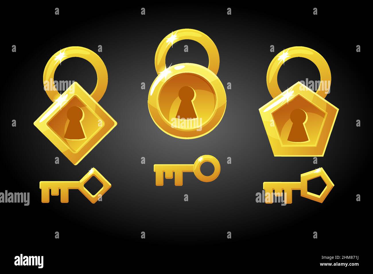 Vector illustration set of golden keys and locks Stock Vector Image ...