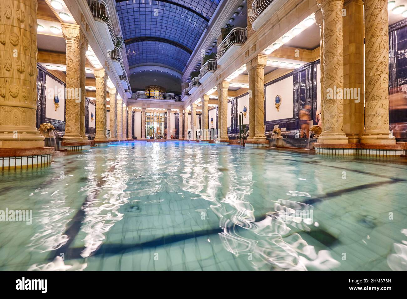Historic Gellert thermal bath spa with pool in Budapest. Hungary Stock ...