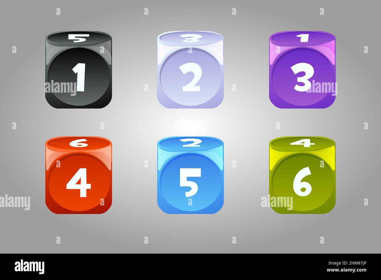 Vector set of colored dice with numbers Stock Vector Image & Art - Alamy