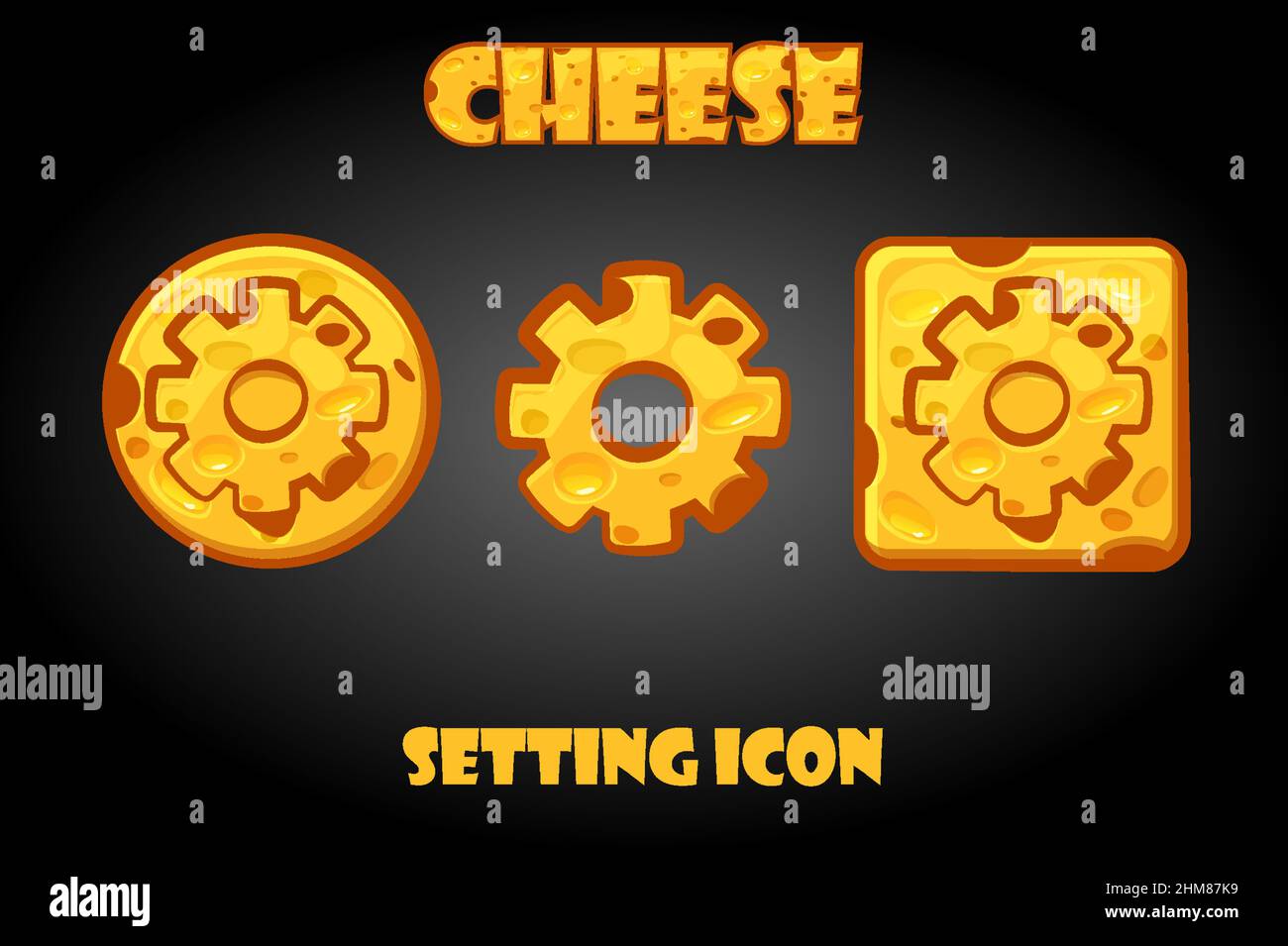 Vector set of cheesy settings buttons for game Stock Vector Image & Art ...