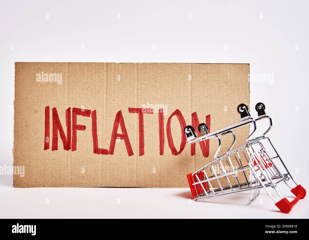Consumers inflation concept, Rising living costs, Shopping trolley and ...