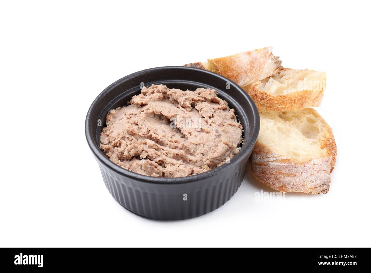 Baguette slices and pate isolated on white background Stock Photo - Alamy