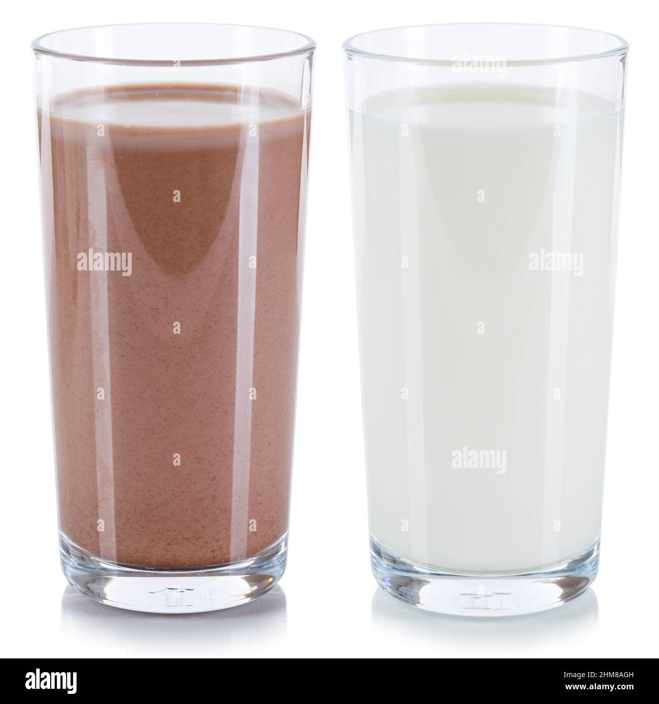 Fresh milk chocolate drinks glass isolated on a white background Stock ...