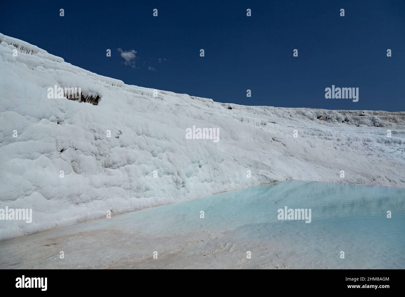Turquoise pools on travertine terraces in Pamukkale, Turkey Stock Photo ...