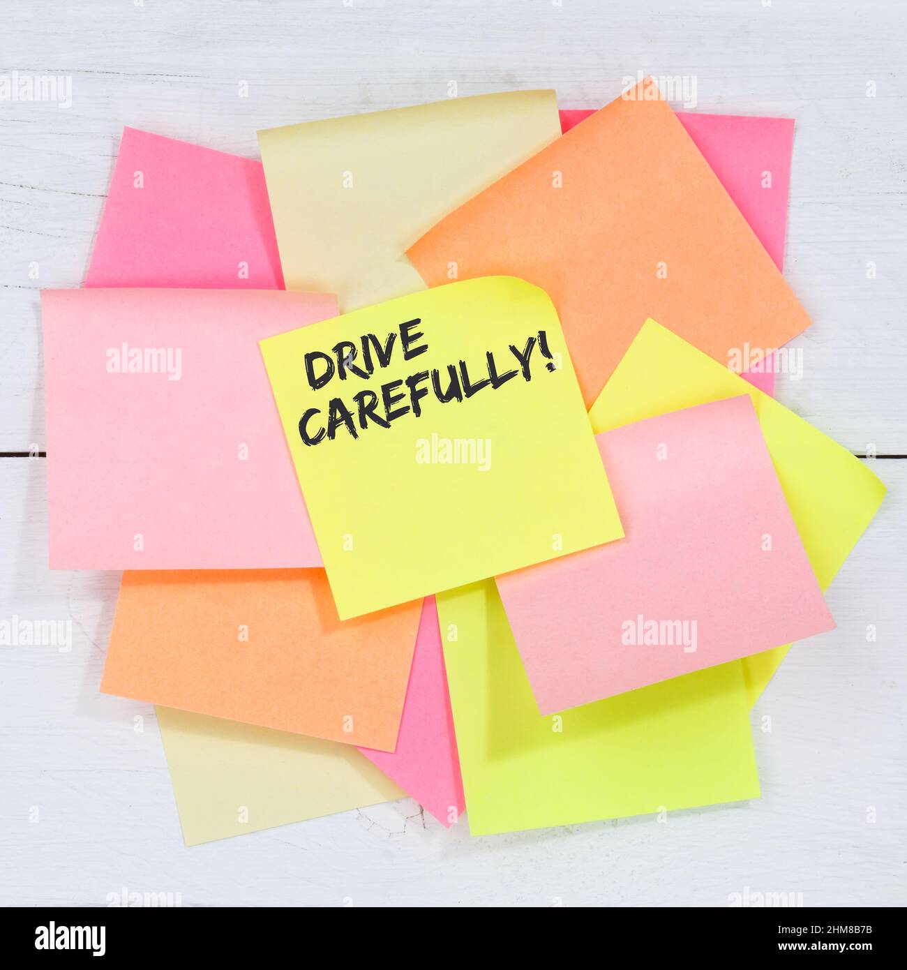 Drive carefully driving car accident traffic business concept desk note ...