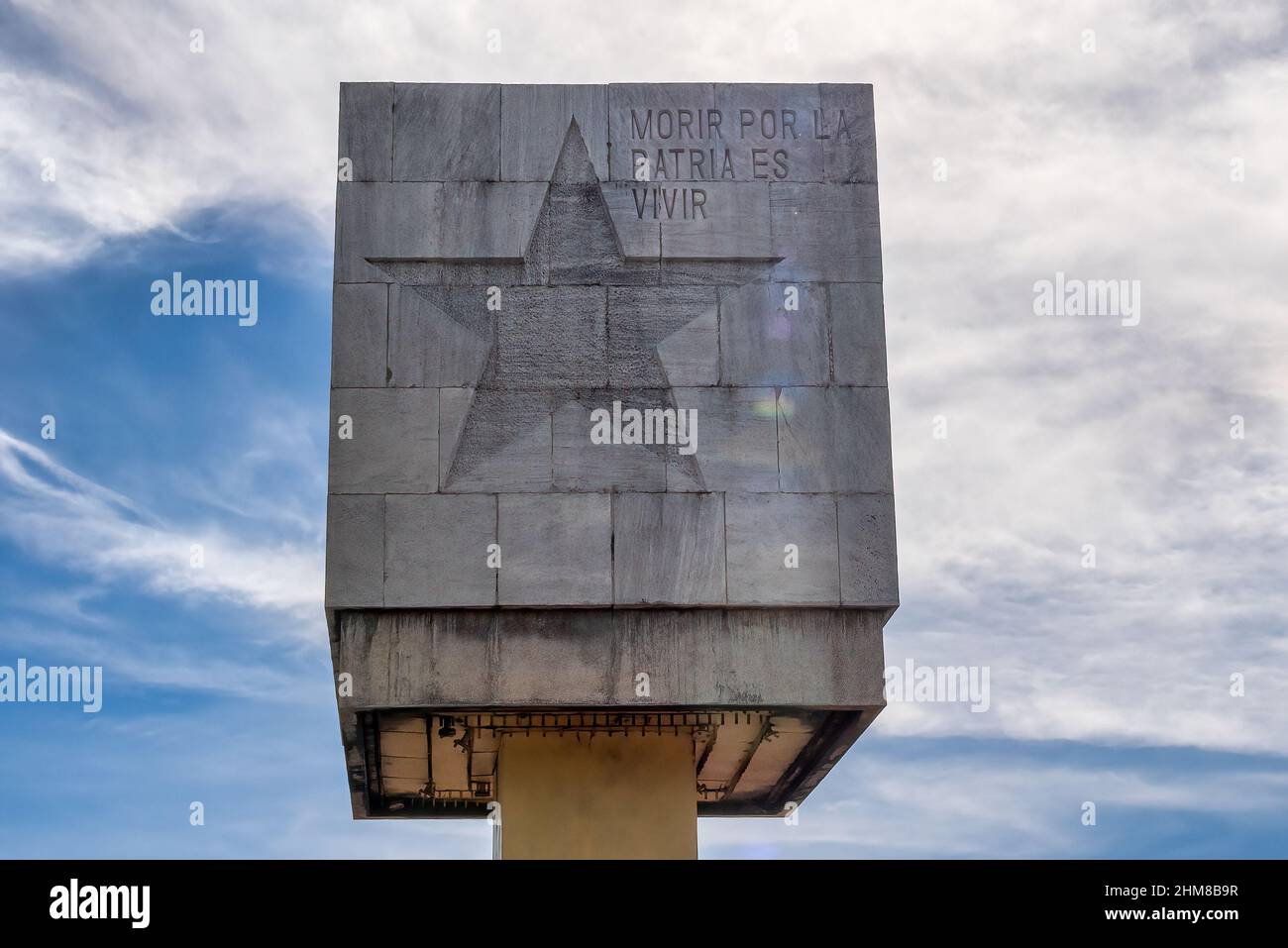 White marble cubist sculpture in fountain honoring Jose Marti and Abel ...