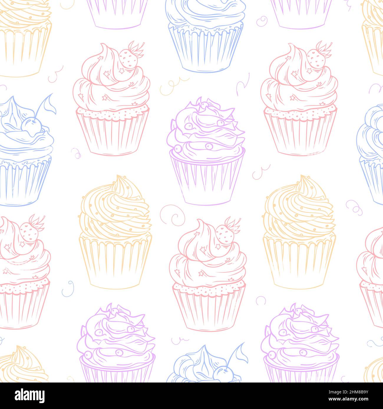 Seamless pattern with cupcakes. Sweet baking pattern for fabric or ...
