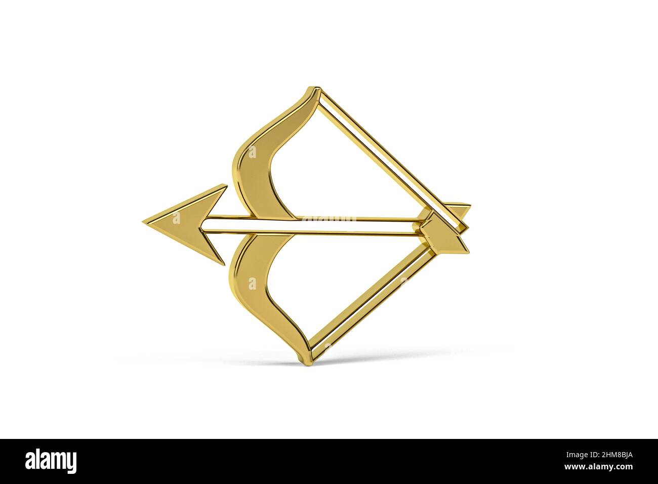 Golden 3d archery bow icon isolated on white background - 3d render ...