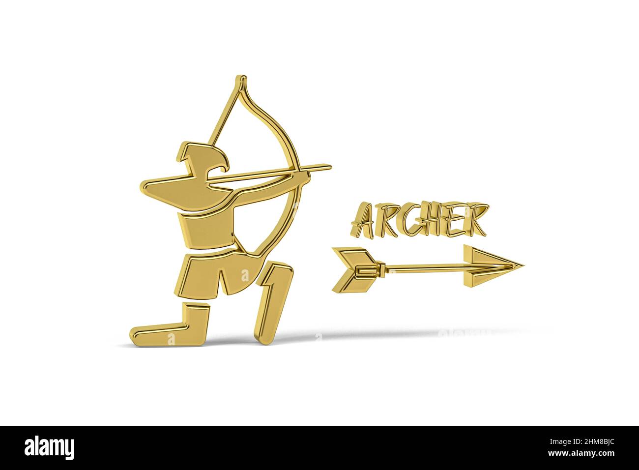 Golden 3d archery bow icon isolated on white background - 3d render ...