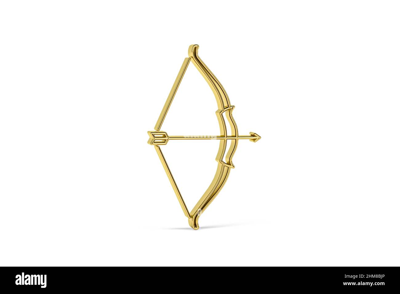 Golden 3d archery bow icon isolated on white background - 3d render ...