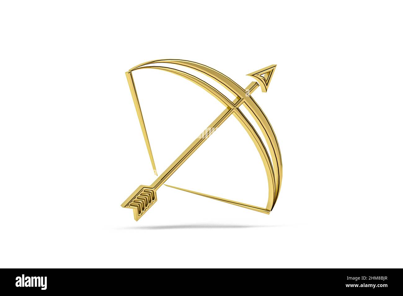 Golden 3d archery bow icon isolated on white background - 3d render ...