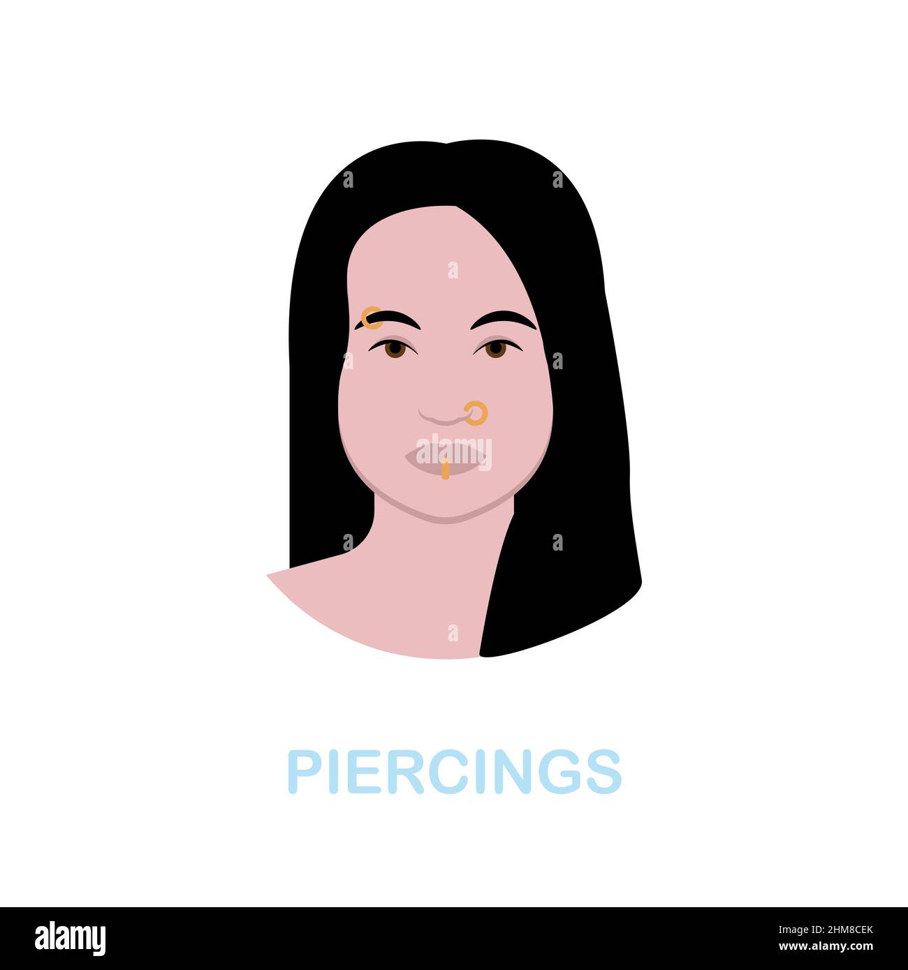 Piercings flat icon. Colored element sign from cosmetology collection ...