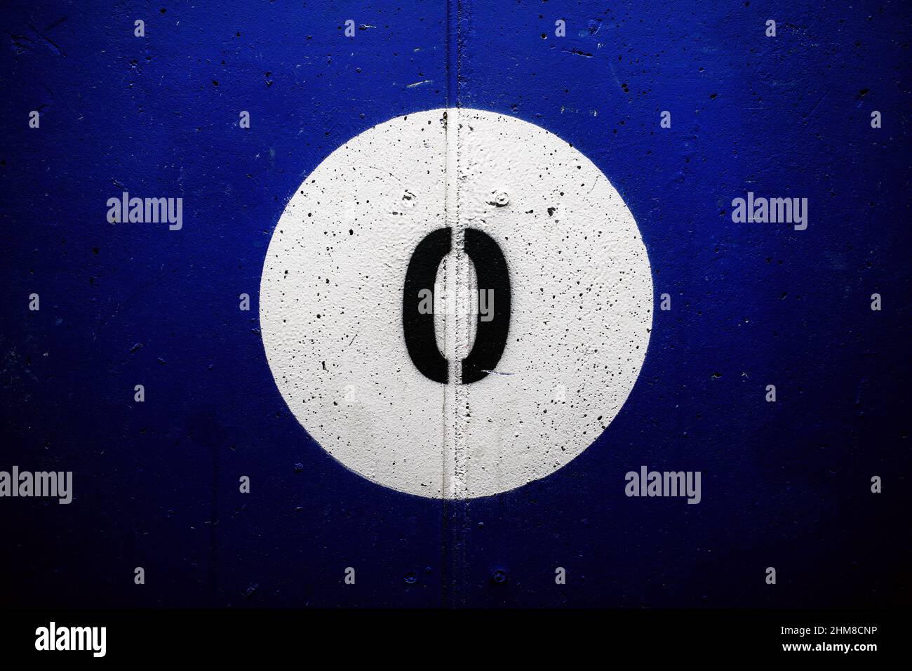 Zero number, ground level of underground garage, urban signs and ...