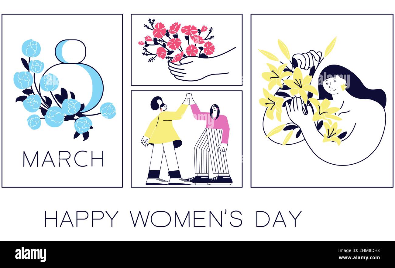 March 8 poster template Stock Photo - Alamy