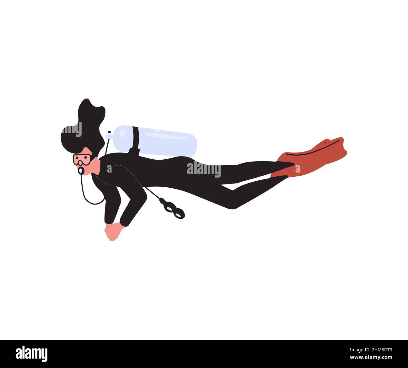 Illustration of a scuba diver on a white background Stock Photo - Alamy