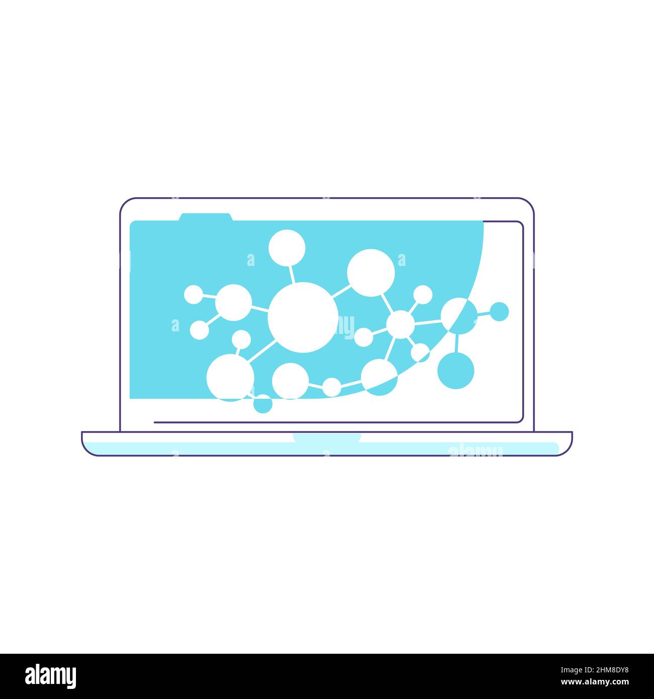 Laptop screen with molecular structure. Science, chemistry and ...