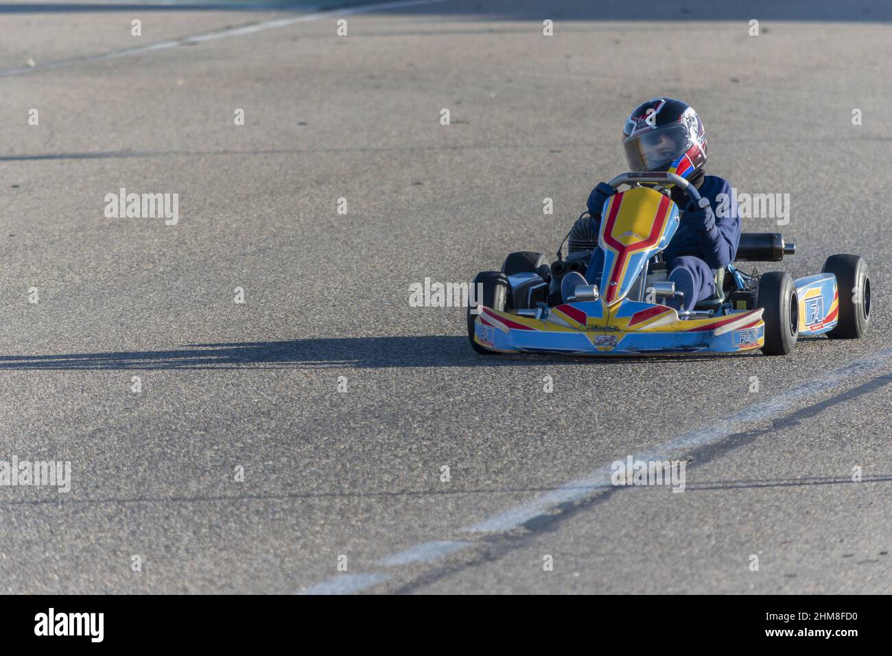 Man racing Go-cart on karting circuit, Toledo, Spain Stock Photo - Alamy