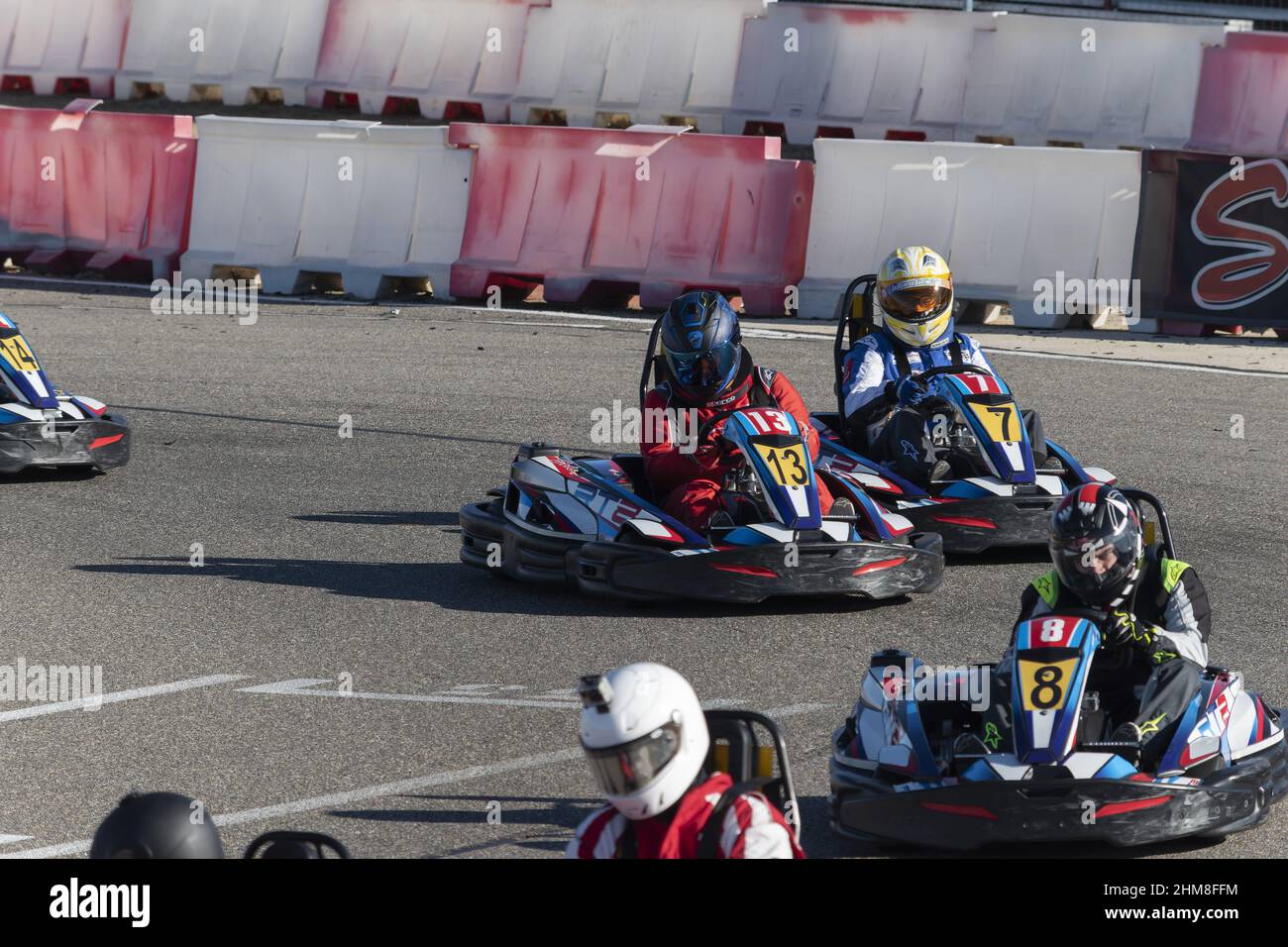 Boys racing Go-cart on karting circuit, Toledo, Spain Stock Photo - Alamy