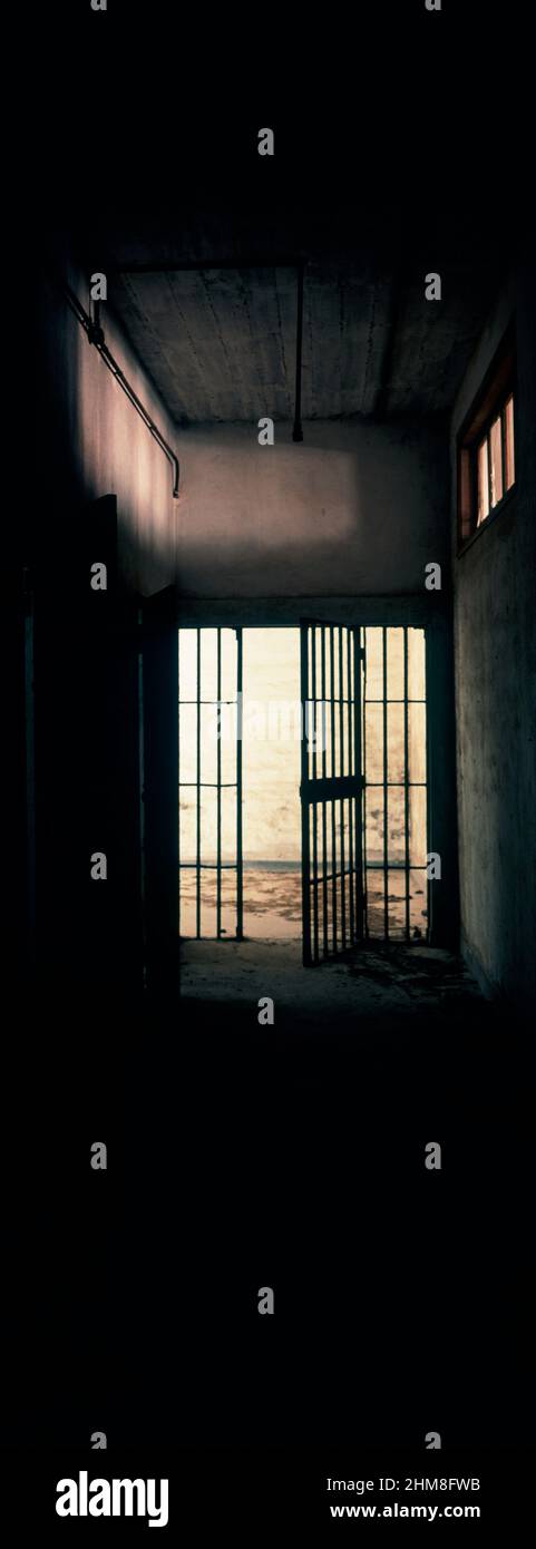 Inside the cells of the political prison on the island of Gyaros. The ...