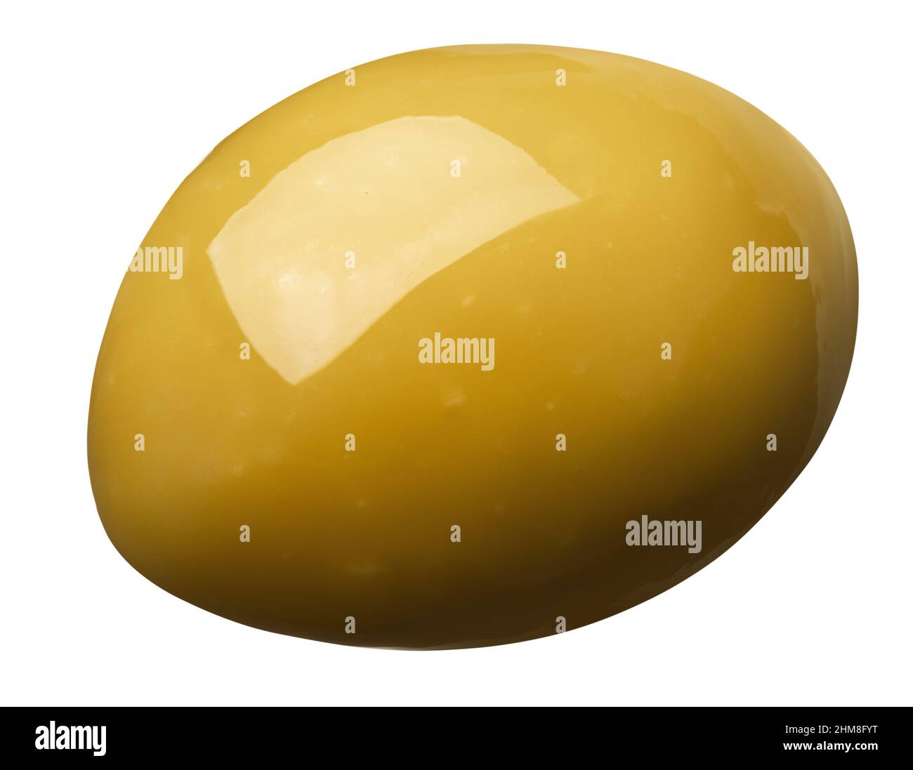 Single green olive isolated on white background Stock Photo - Alamy