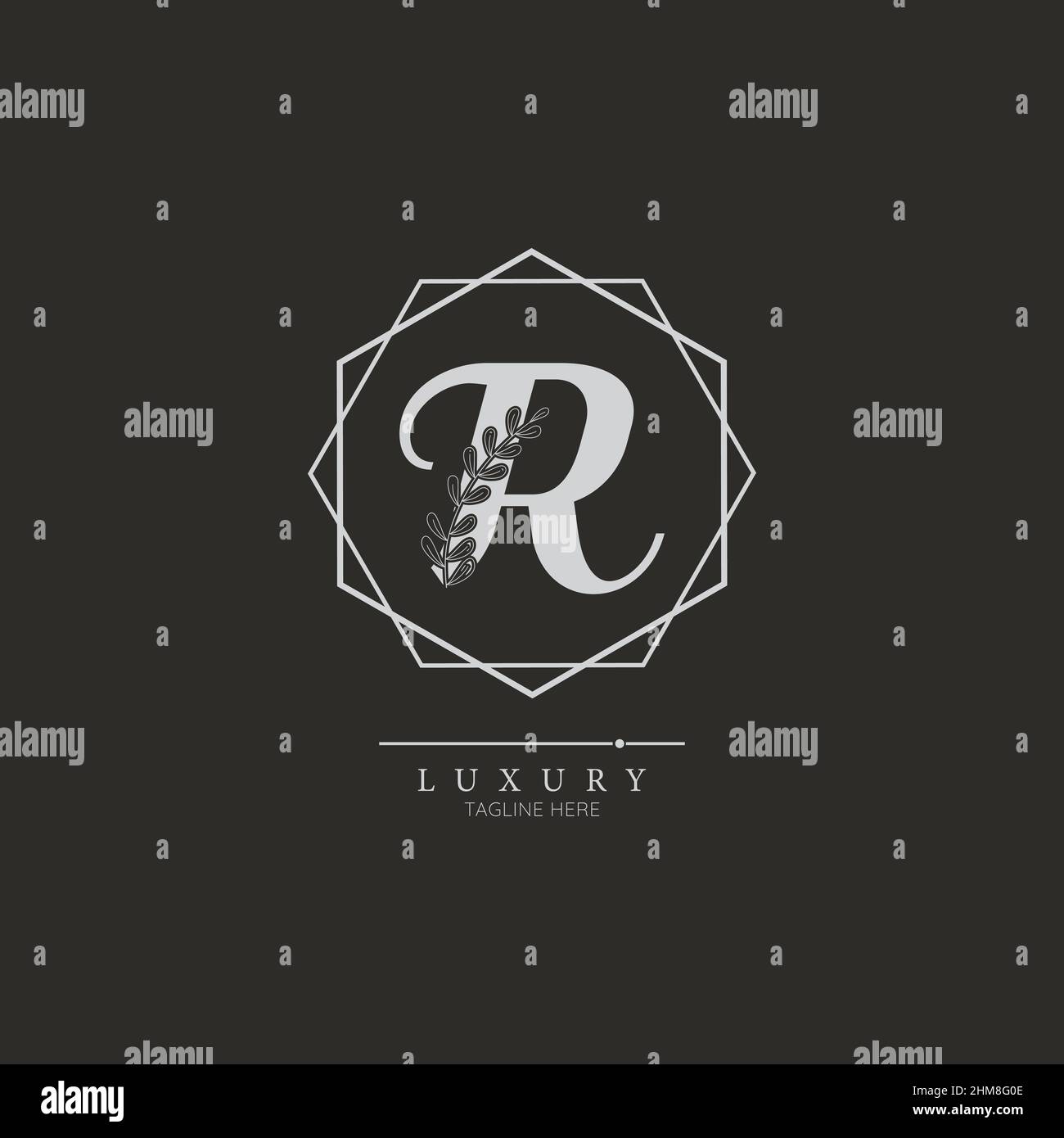 Initial R letter luxury beauty flourishes ornament monogram logo Stock ...