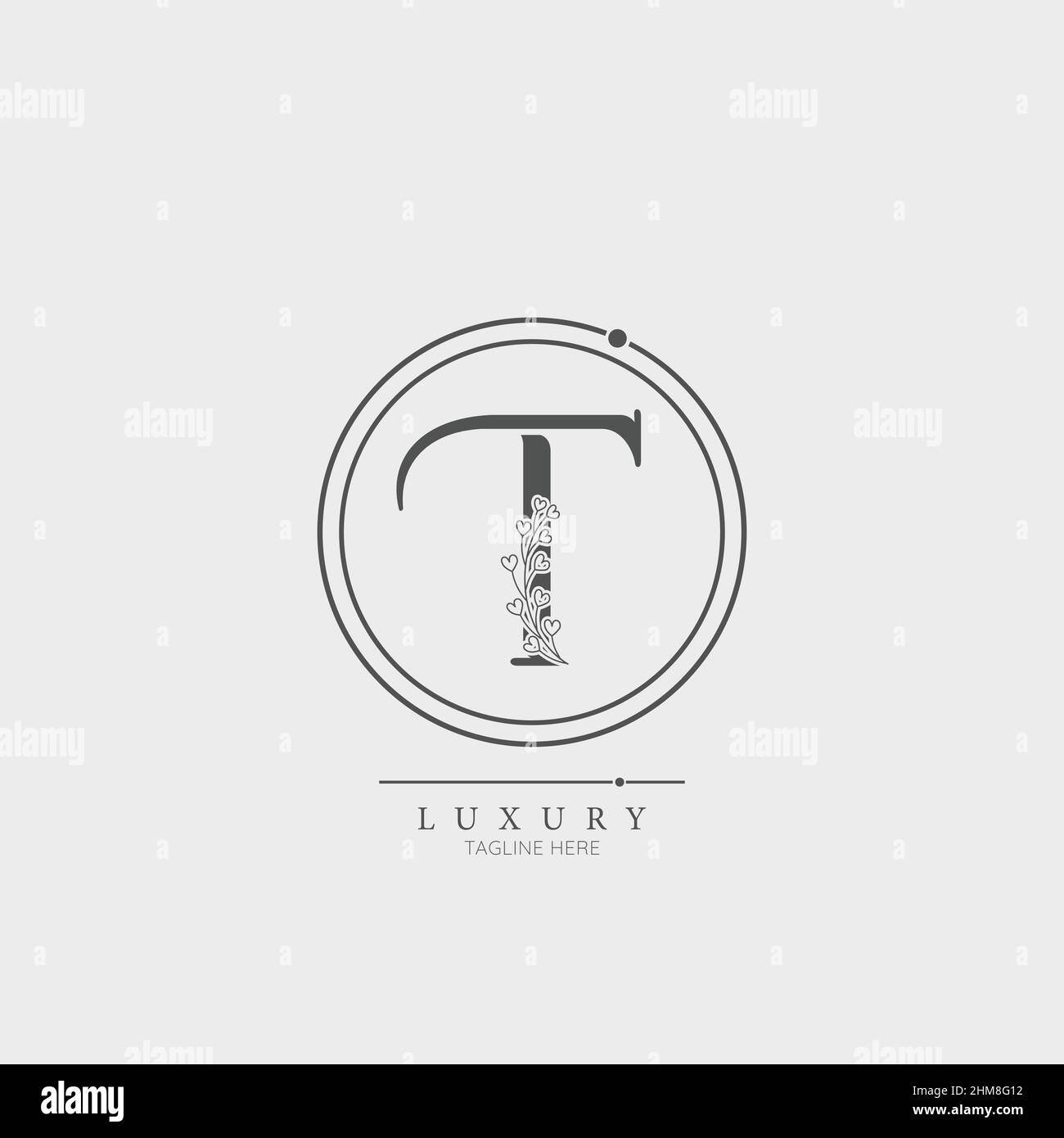 Initial T letter luxury beauty flourishes ornament monogram logo Stock ...