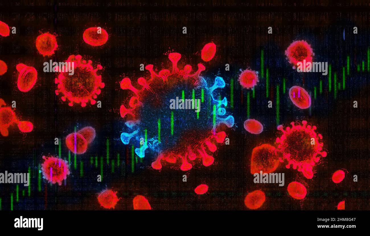 Abstract coronavirus economic infographics 3D concept with charts ...