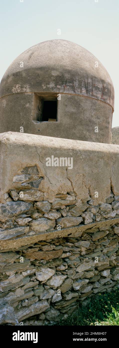 Watch tower at Gyaros prison. The prison was used until 1976 by the ...