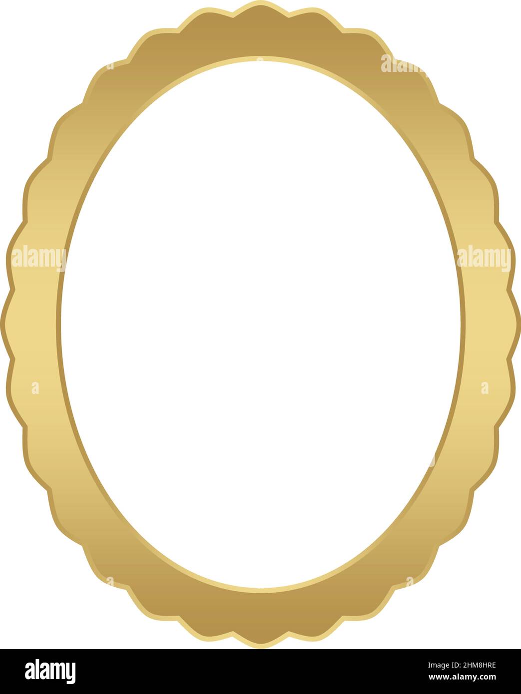Gold frame. Oval Waved picture border vector on white isolated back ...