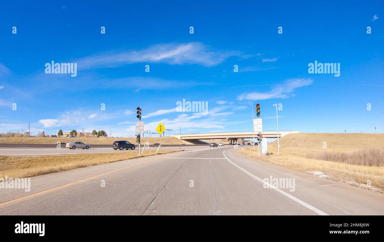 Driving on an interstate highway in suburban America Stock Photo - Alamy