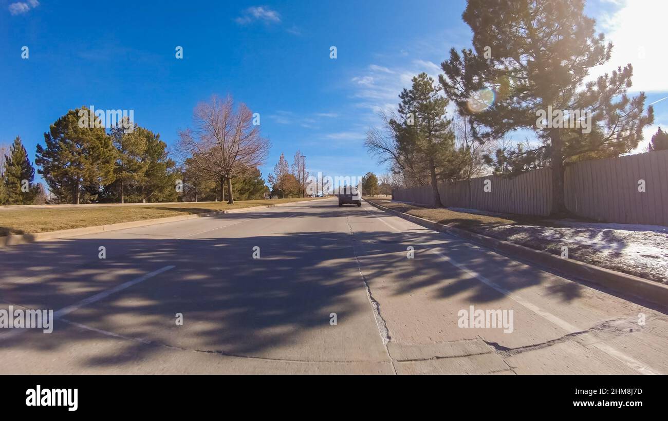 Driving on typical paved roads in suburban America Stock Photo - Alamy