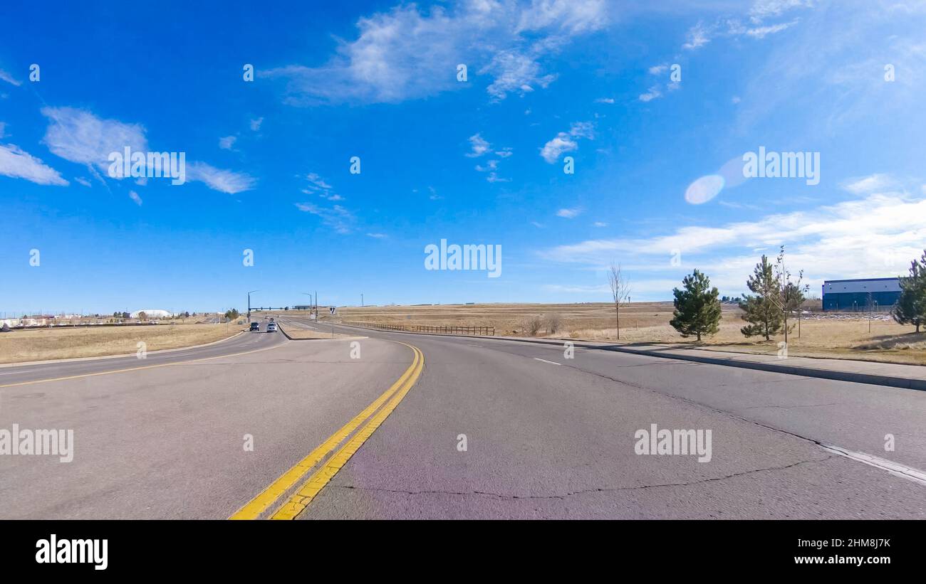 Driving on typical paved roads in suburban America Stock Photo - Alamy