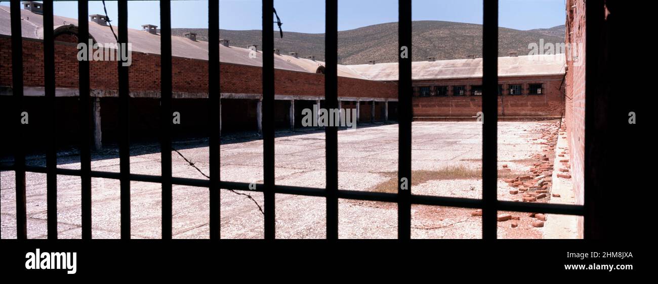 Exercise compound within the abandoned Gyaros prison. The prison was ...