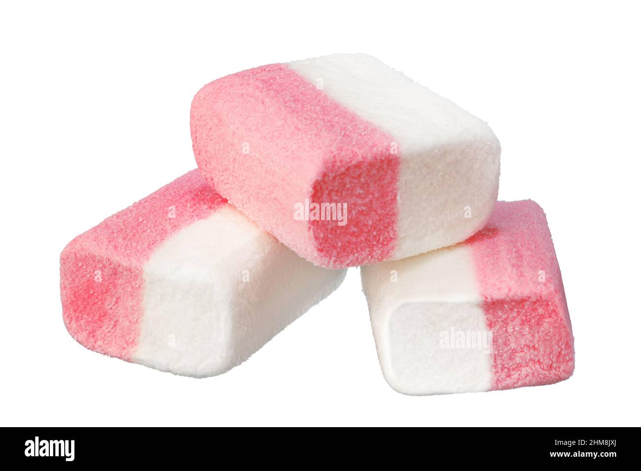 Pink and white marshmallow sweets isolated on white Stock Photo - Alamy