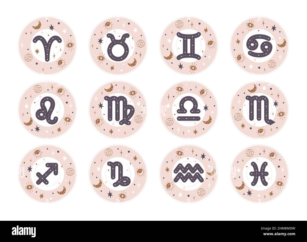 Horoscope elements vector - Zodiac astrology signs set. Esoteric ...