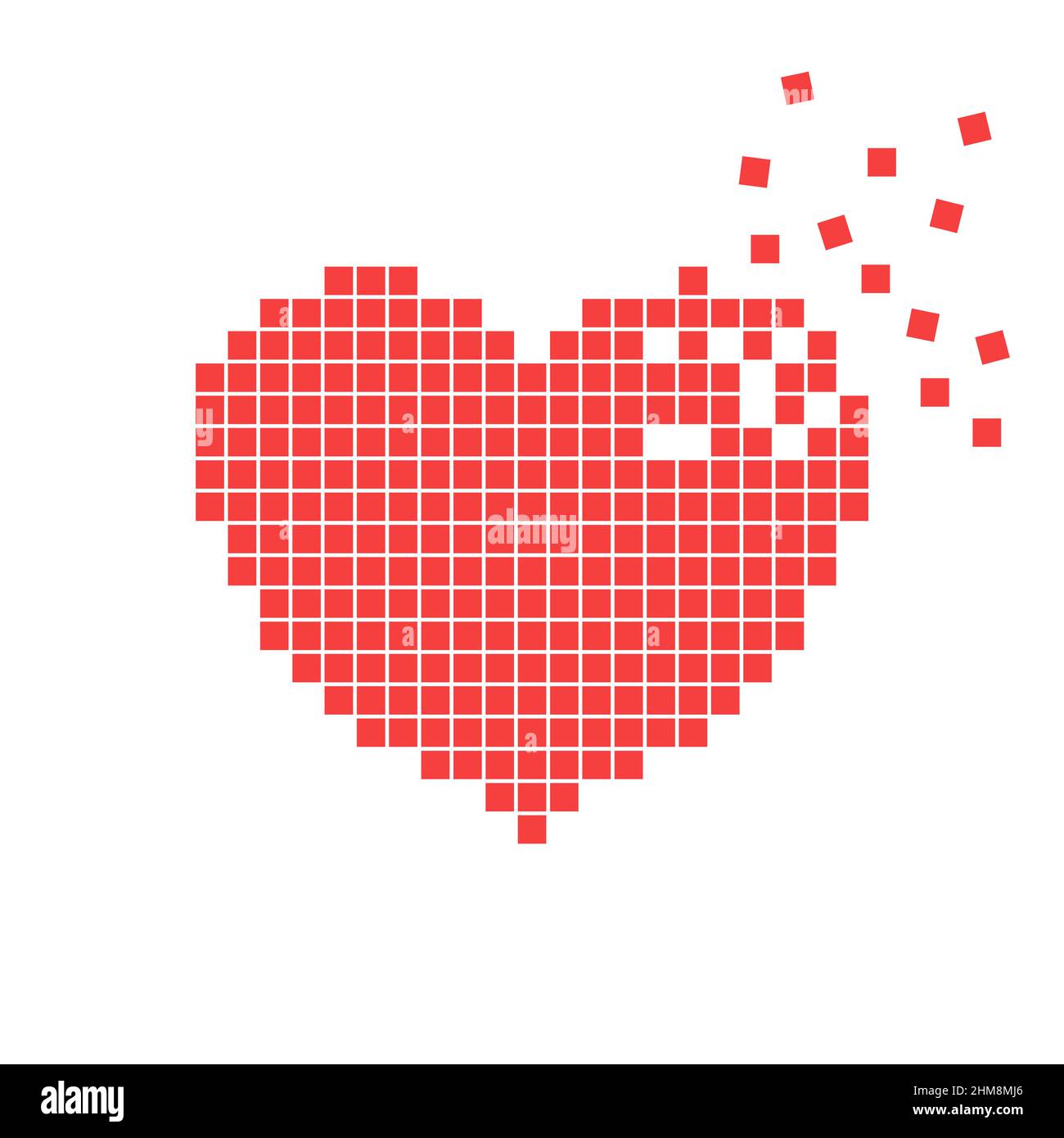 Pixel heart disintegrating icon. Video game 8-bit style Stock Vector ...