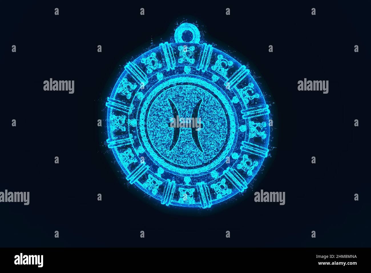 3d rendering of Pisces zodiac Sign. Abstract night sky background Stock ...