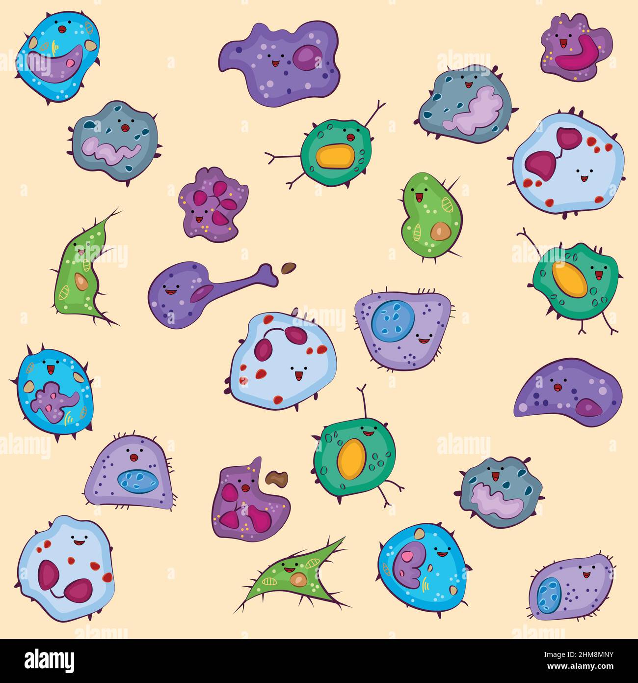 Set of innate immune system cells, cartoon cute funny vector illustration Stock Vector Image ...