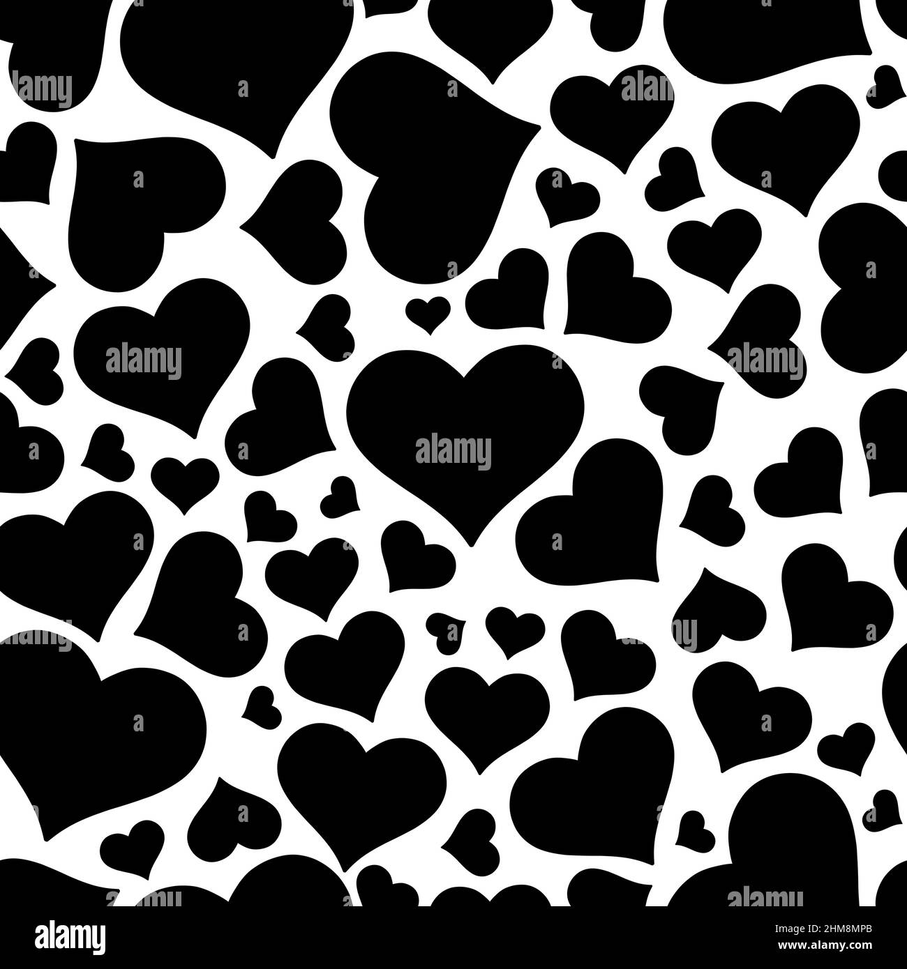 Heart pattern. Vector hearts texture. Black and white seamless hearts pattern Stock Vector Image ...