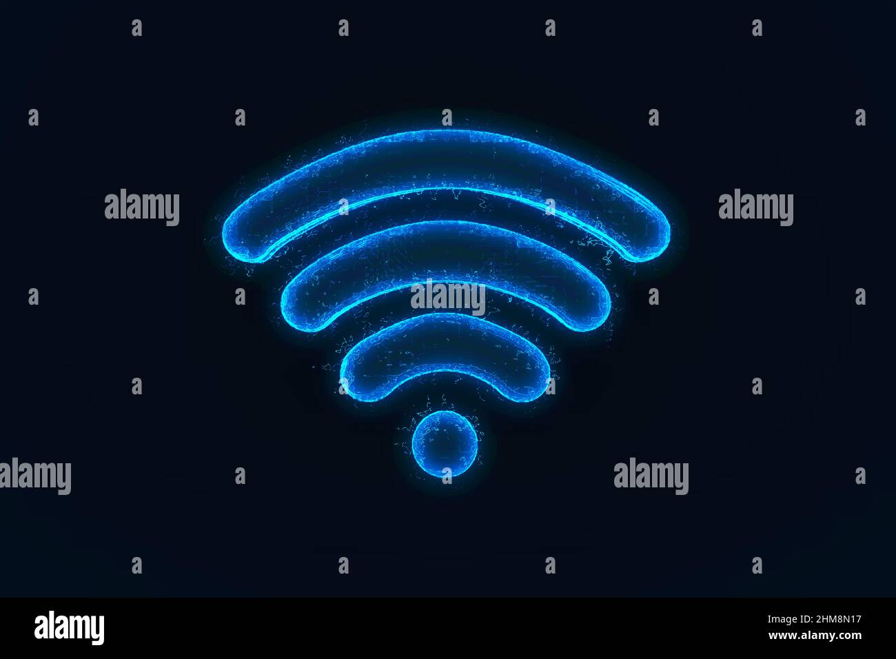 3d rendering of Wifi wireless internet signal . Abstract night sky ...