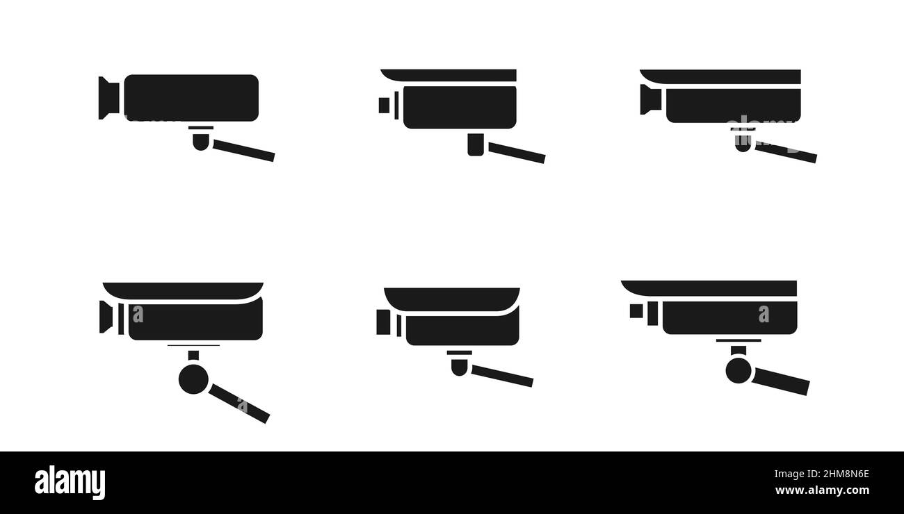 Security camera vector flat icon set. Simple video surveillance CCTV ...