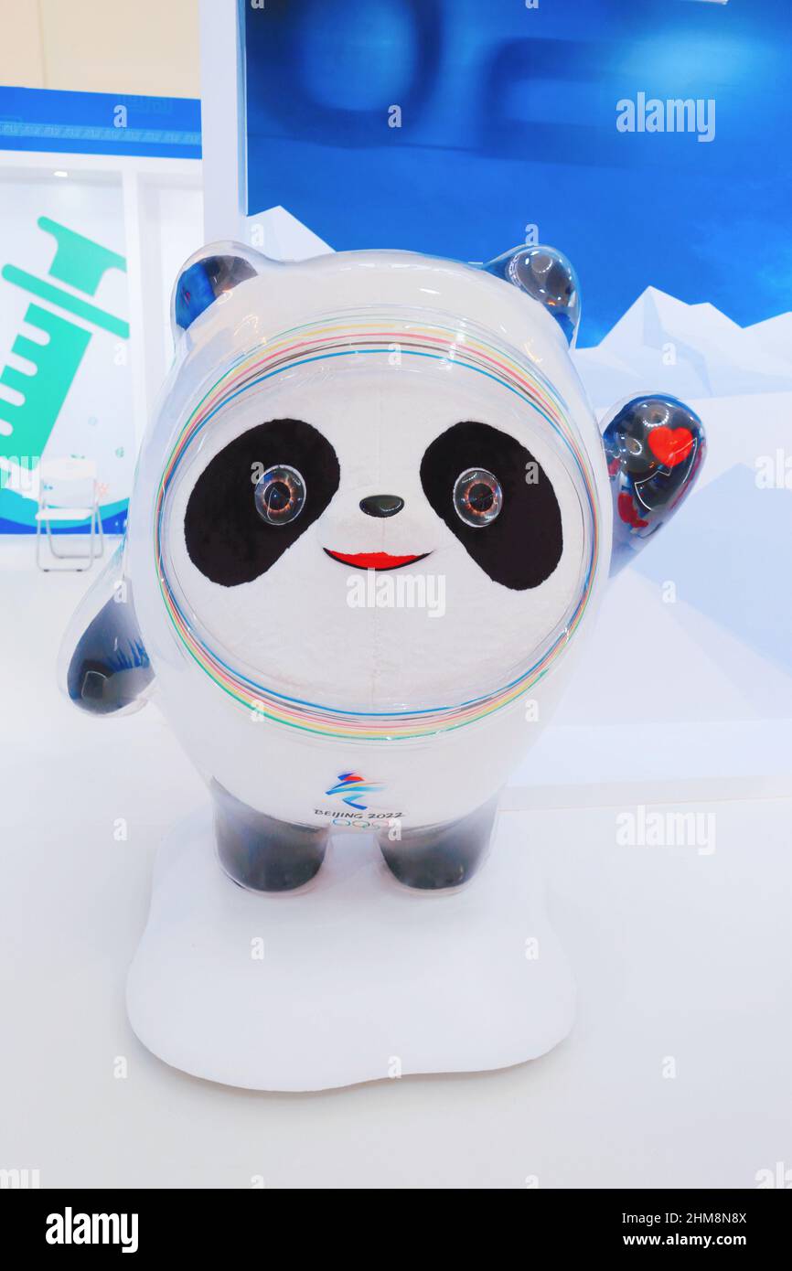 SHANGHAI, CHINA - MAY 12, 2021 - The mascots of Beijing Winter Olympic Games Bing Dwen Dwen and ...