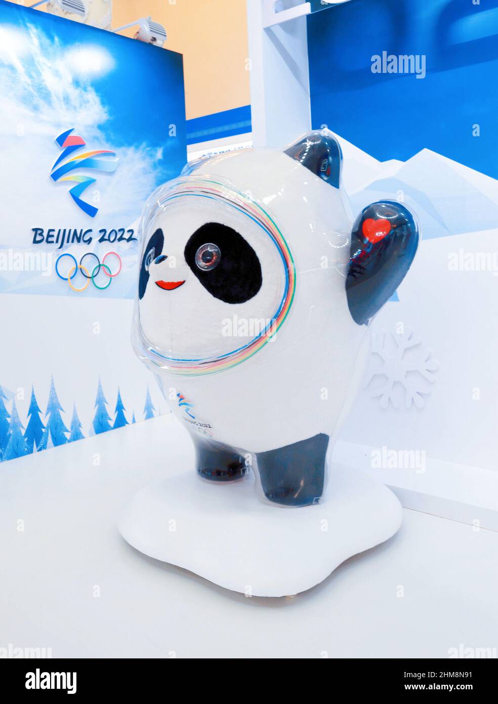 SHANGHAI, CHINA - MAY 12, 2021 - The mascots of Beijing Winter Olympic Games Bing Dwen Dwen and ...